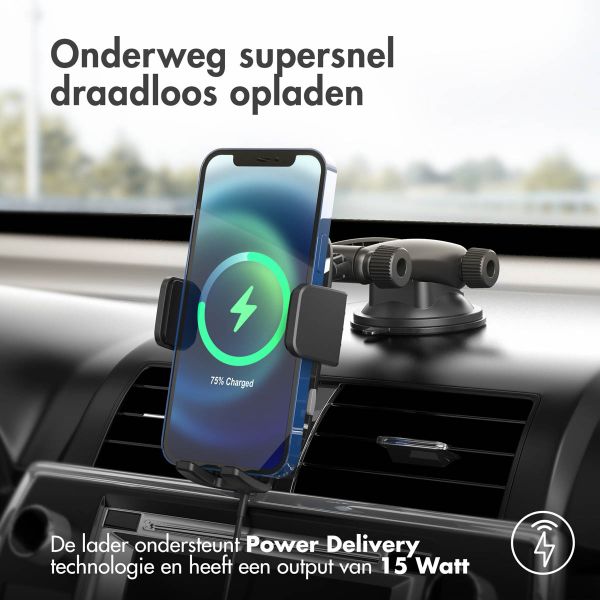 Accezz Telefoonhouder auto - Draadloze oplader - Dashboard en voorruit ...
